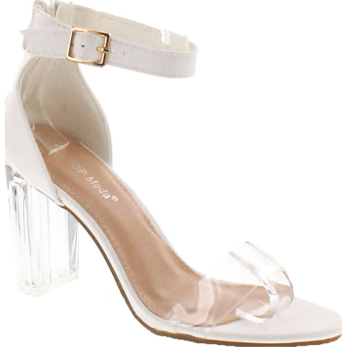 Top Moda Women's Alma-55 Lucite Clear Strappy Block Chunky High Heel ...