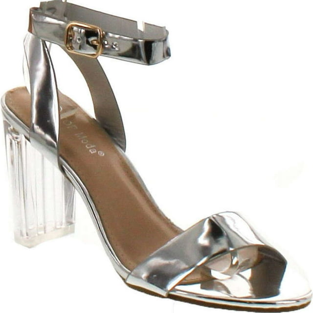 Top Moda Women's Lucite Clear Strappy Block Chunky High Heel Open Peep ...