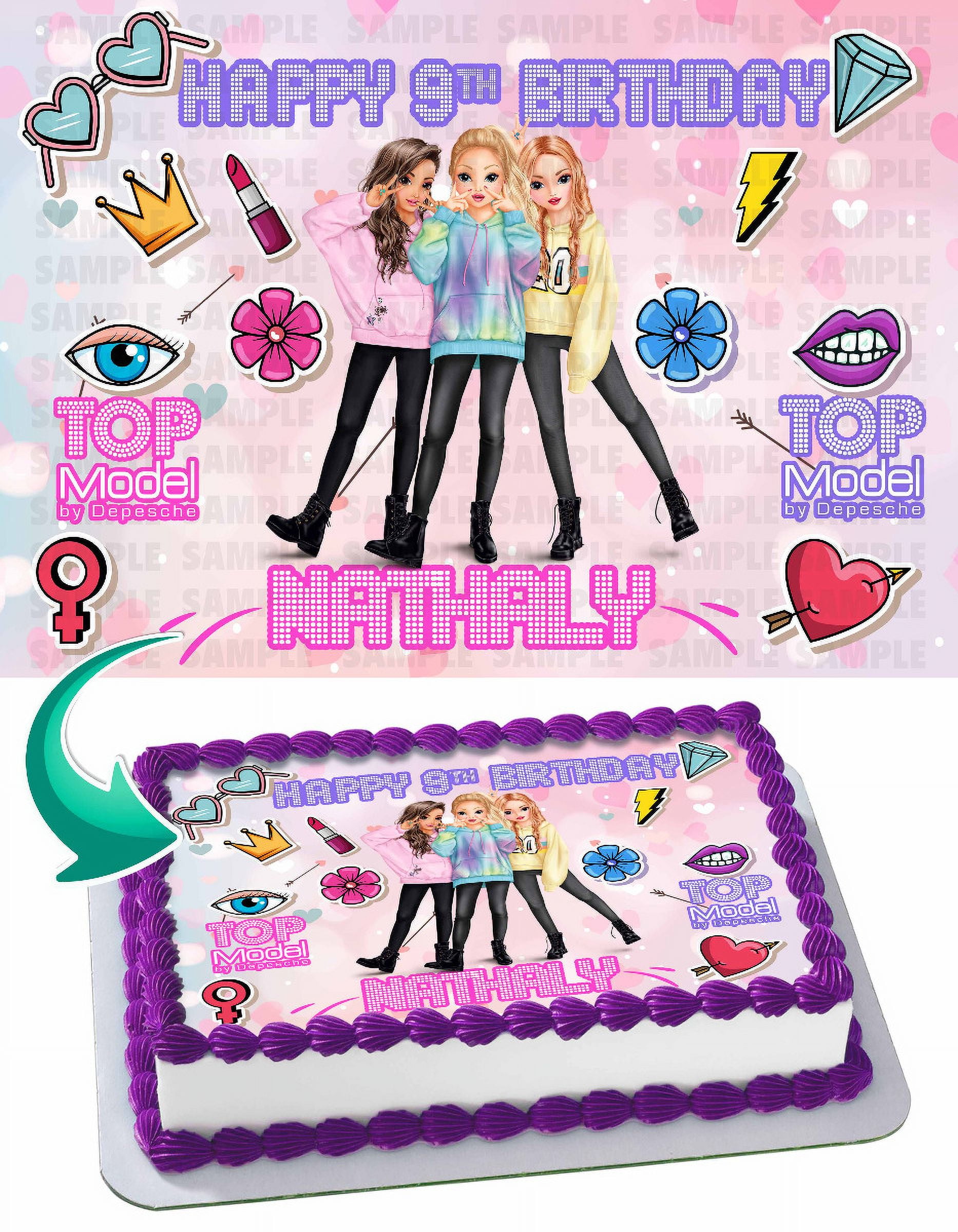 Top Model By Depesche Edible Cake Image Topper Personalized Birthday ...