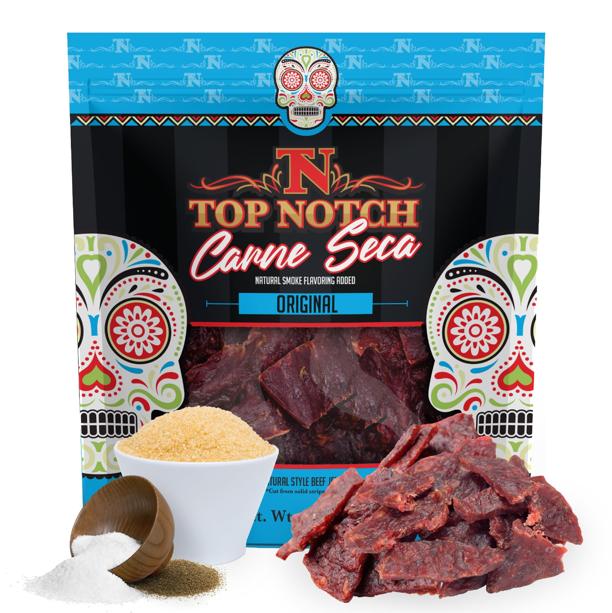 Top Notch Carne Seca YYF14 Jerky - 2.2 oz Bag of Natural, Dry Style ...