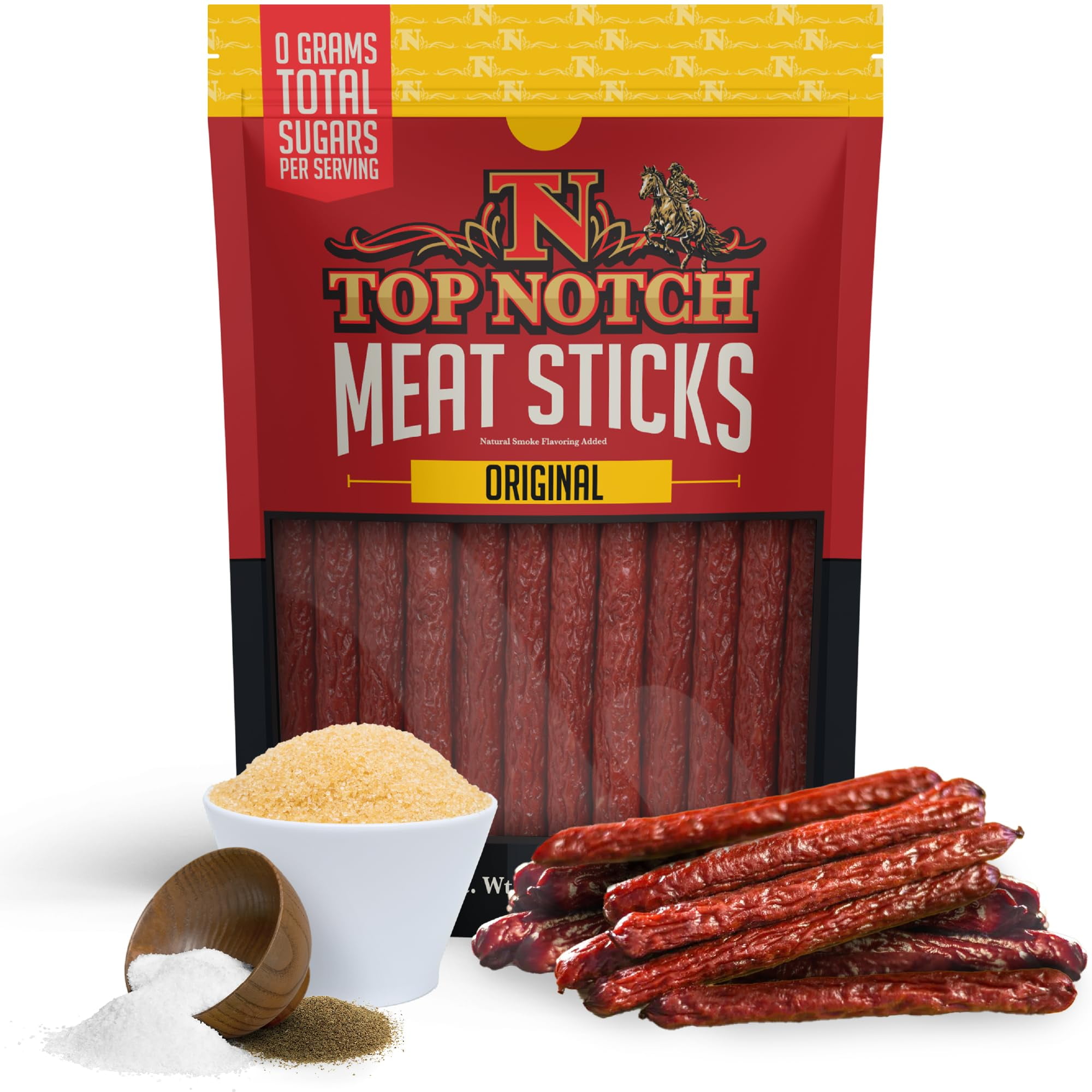 Top Notch Meat Sticks SBF3 - 10 oz Bag of Beef Jerky Sticks - High ...