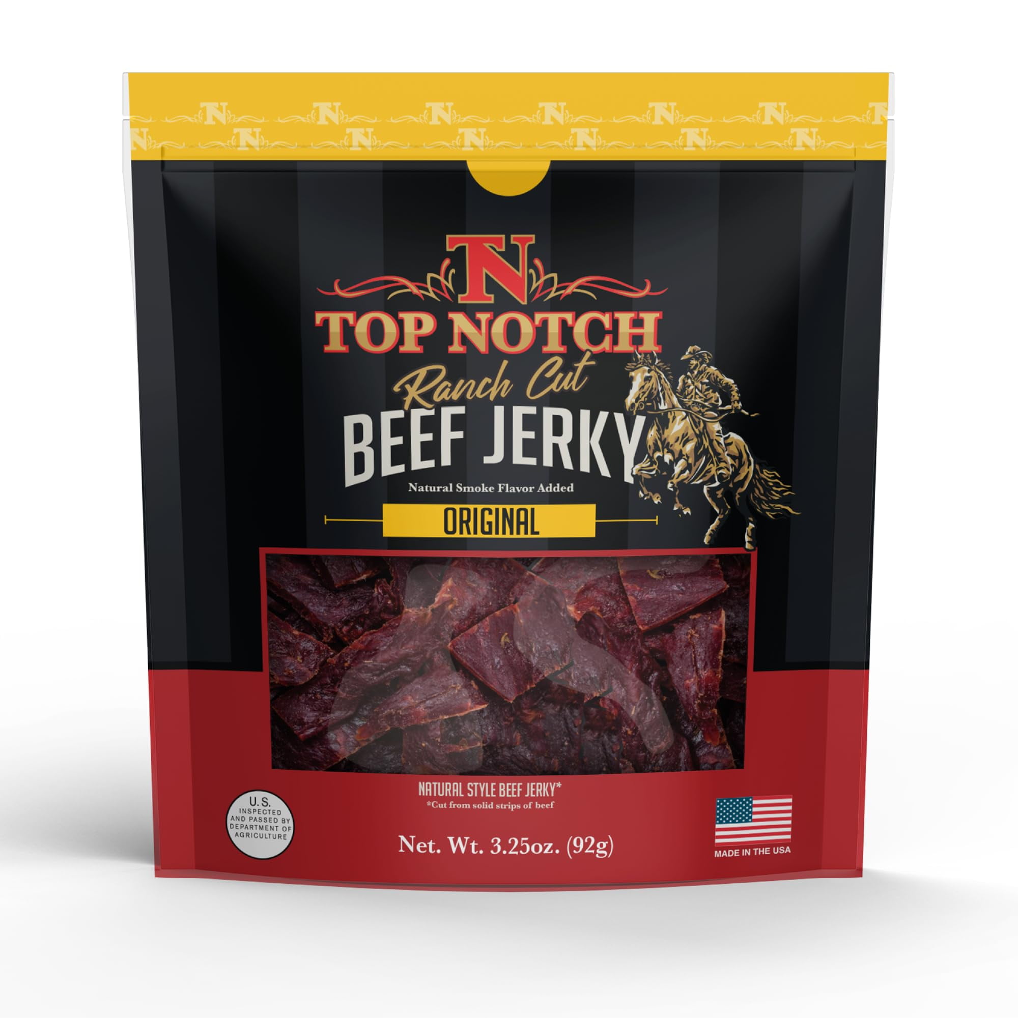 Top Notch Ranch Cut XEF1 Jerky - 3.25 oz Bag of Beef Jerky - High ...