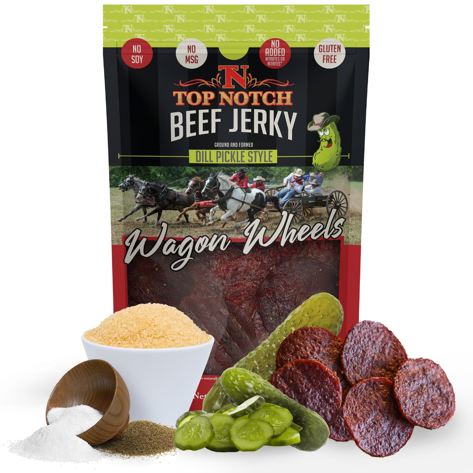 Top Notch Wagon Wheels YYF14 Jerky - 10 oz Bag of Beef Jerky - High ...