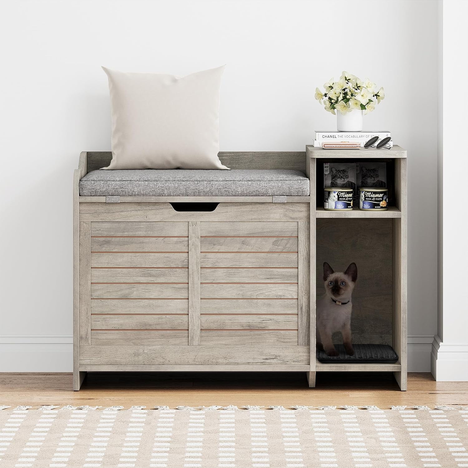Top Opening Litter Box Enclosure - Hidden Cabinet with Pad - Dog ...
