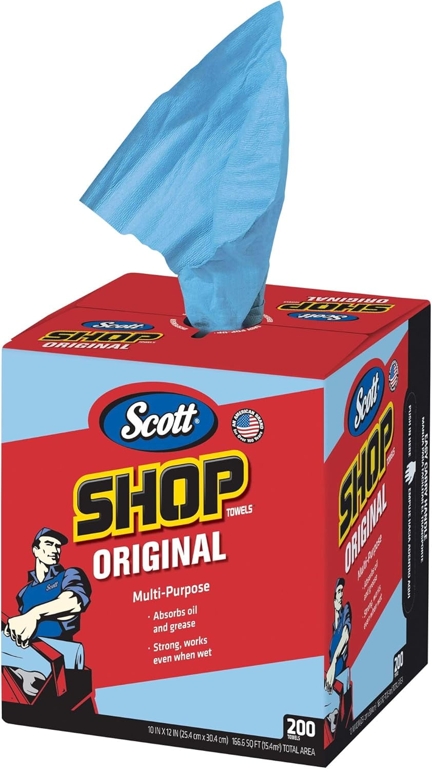 Top Pack Supply Scott Shop Towels Pop-Up Box, 10" x 12", Blue, 200/Box ...