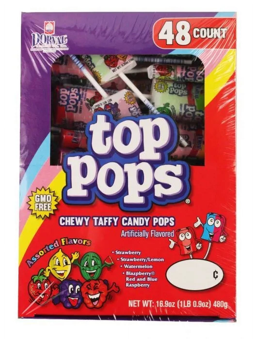 Top Pops Assorted Flavors Chewy Taffy Candy Suckers Lollipops (Pack of ...