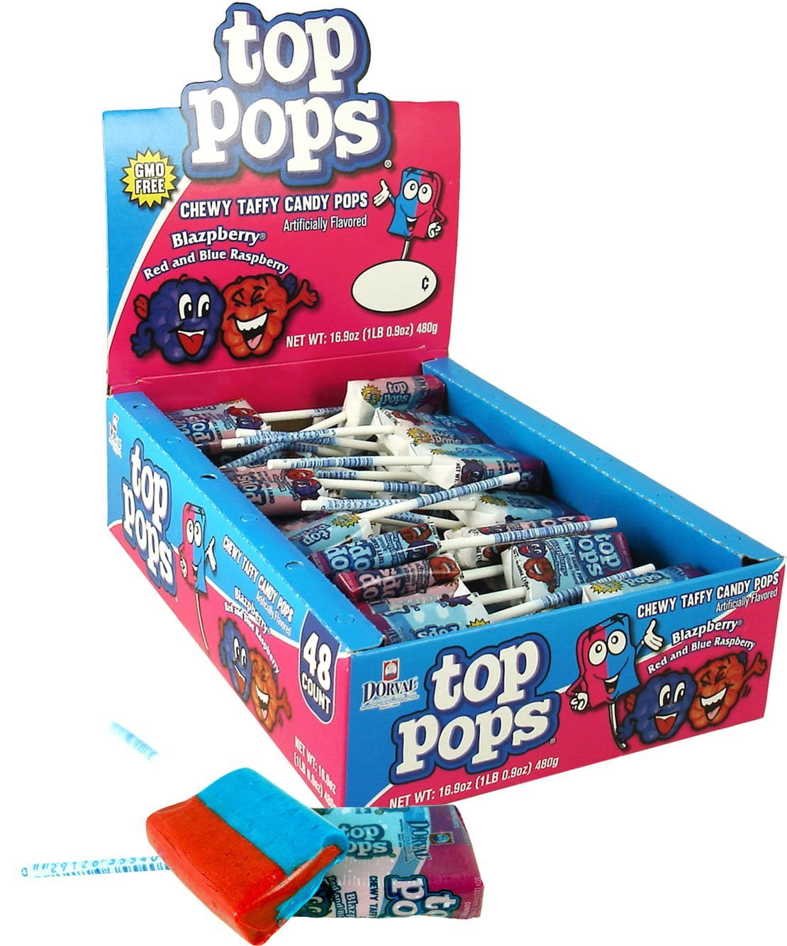Top Pops Chewy Taffy Pops, Blazpberry, 16.9 Ounce - Walmart.com