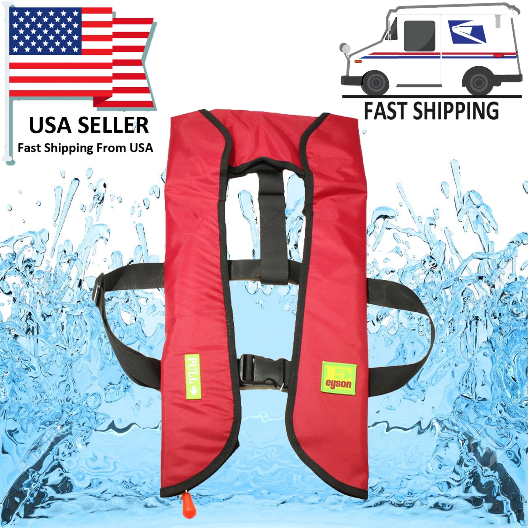 Top Safety Adult Life Jacket with Whistle - Auto Version Inflatable ...