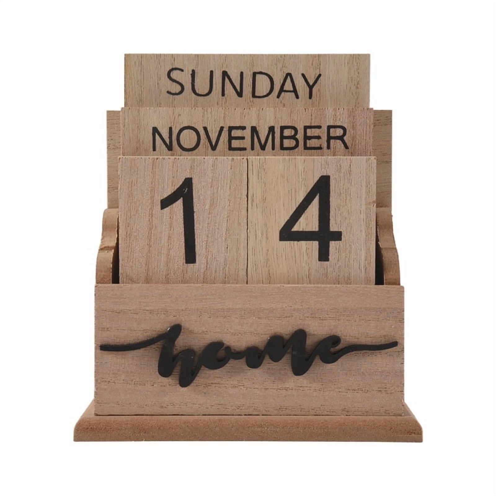 Wooden Flip Desk Blocks Calendar, Plank/Table Calendar Display,for Home ...