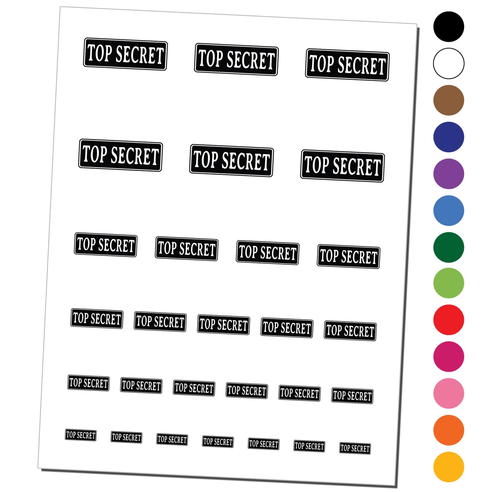 Top Secret Spy Document Water Resistant Temporary Tattoo Set Fake Body ...