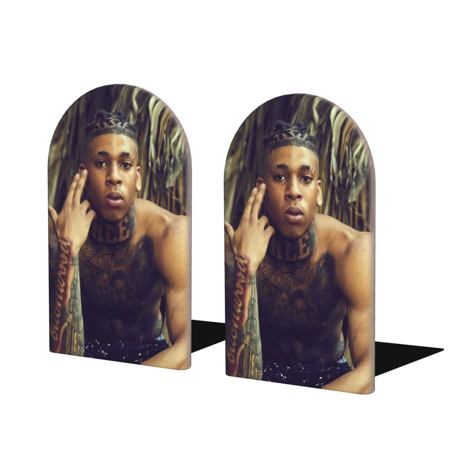 Top Shotta NLE Choppa Bookends Wood Book Divider Shelves Non-Skid Book ...