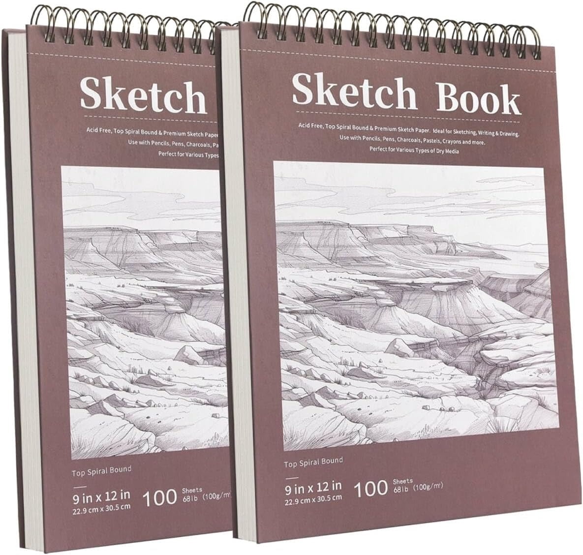 Top Spiral Bound Sketchbook, 9"x12" 100 Sheets 68lb/100gsm Acid Free ...