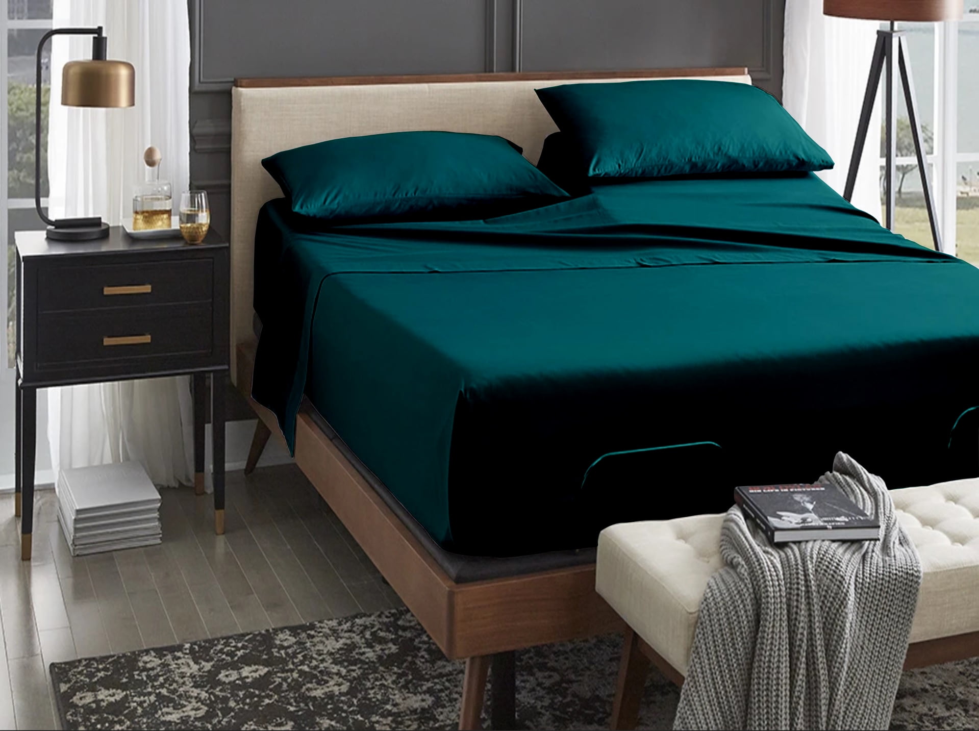 ABORN 100% Giza Egyptian Cotton Bedsheet 28" Deep Pocket 28" Split Top ...