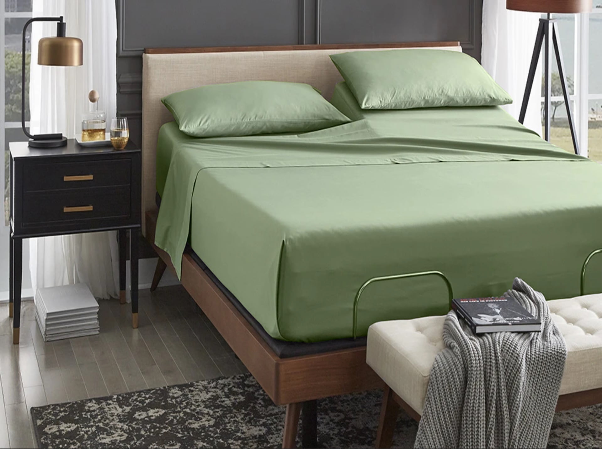 ABORN 100% Giza Egyptian Cotton Bedsheet 18" Deep Pocket 28" Split Top ...