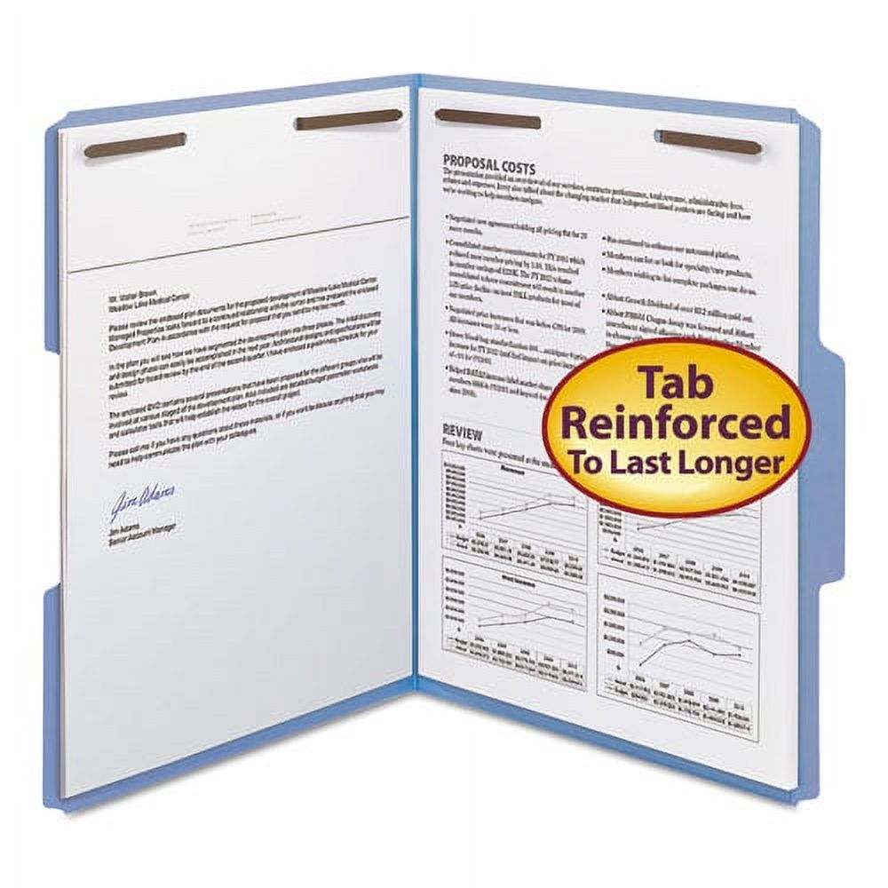 "Top Tab Colored Fastener Folders, 2 Fasteners, Letter Size, Blue ...