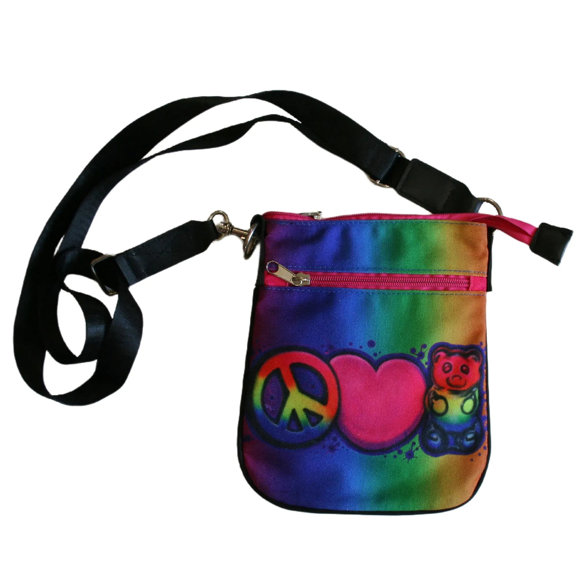 Top Trenz Airbrushed Rainbow Crossbody (Peace/Heart/Bear) - Walmart.com