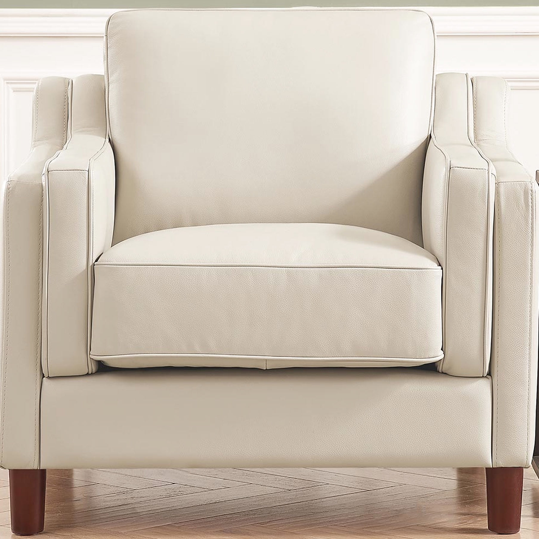 Top-grain Leather Chair with Goose Feather and Down Filling ...