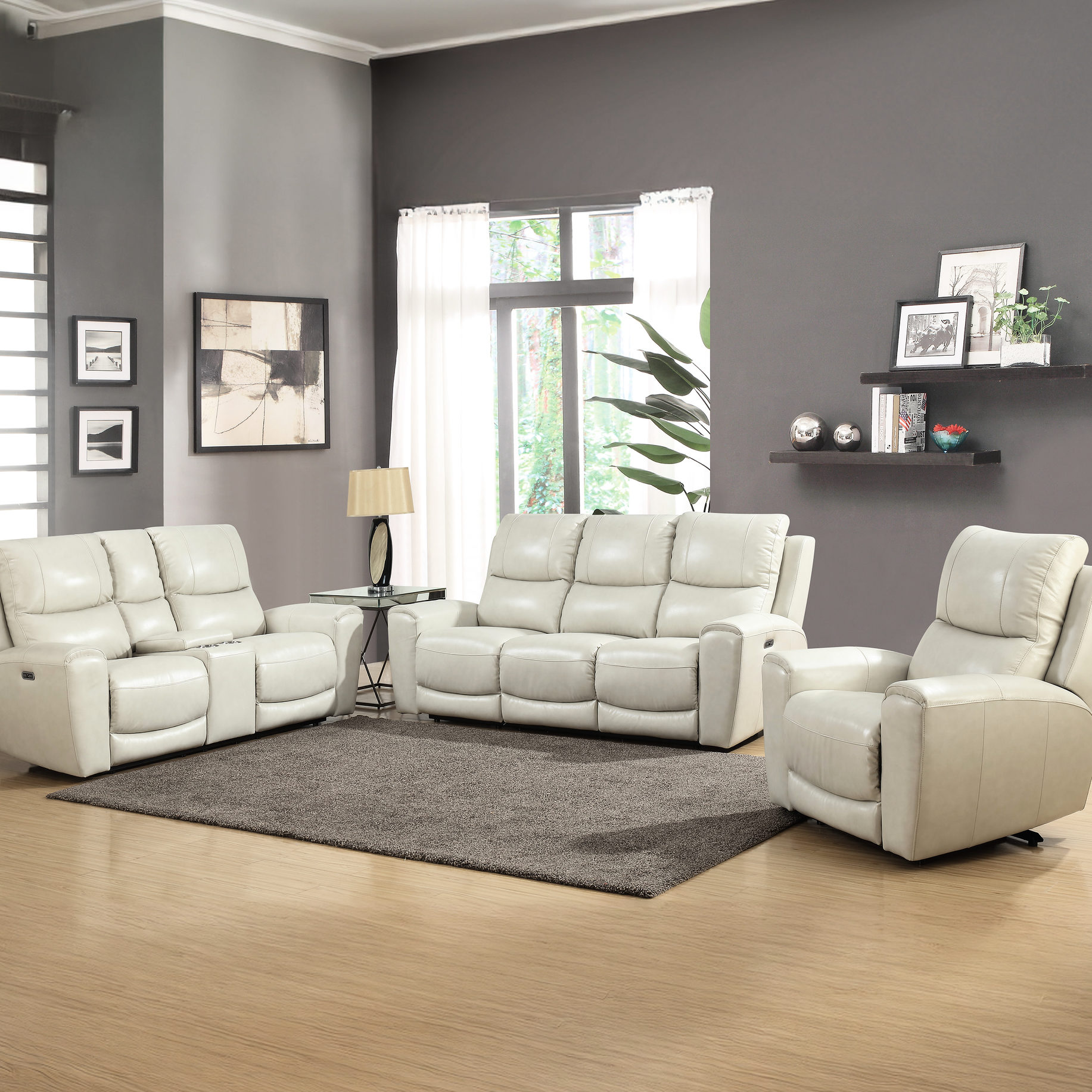 Top-grain leather seating area - Power headrest and leg rest - Living ...