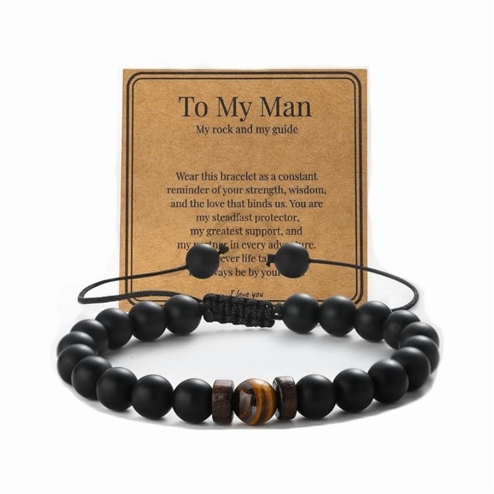 Top-keivon Cross Bead Bracelet for Men, Christian Gifts for Dad ...