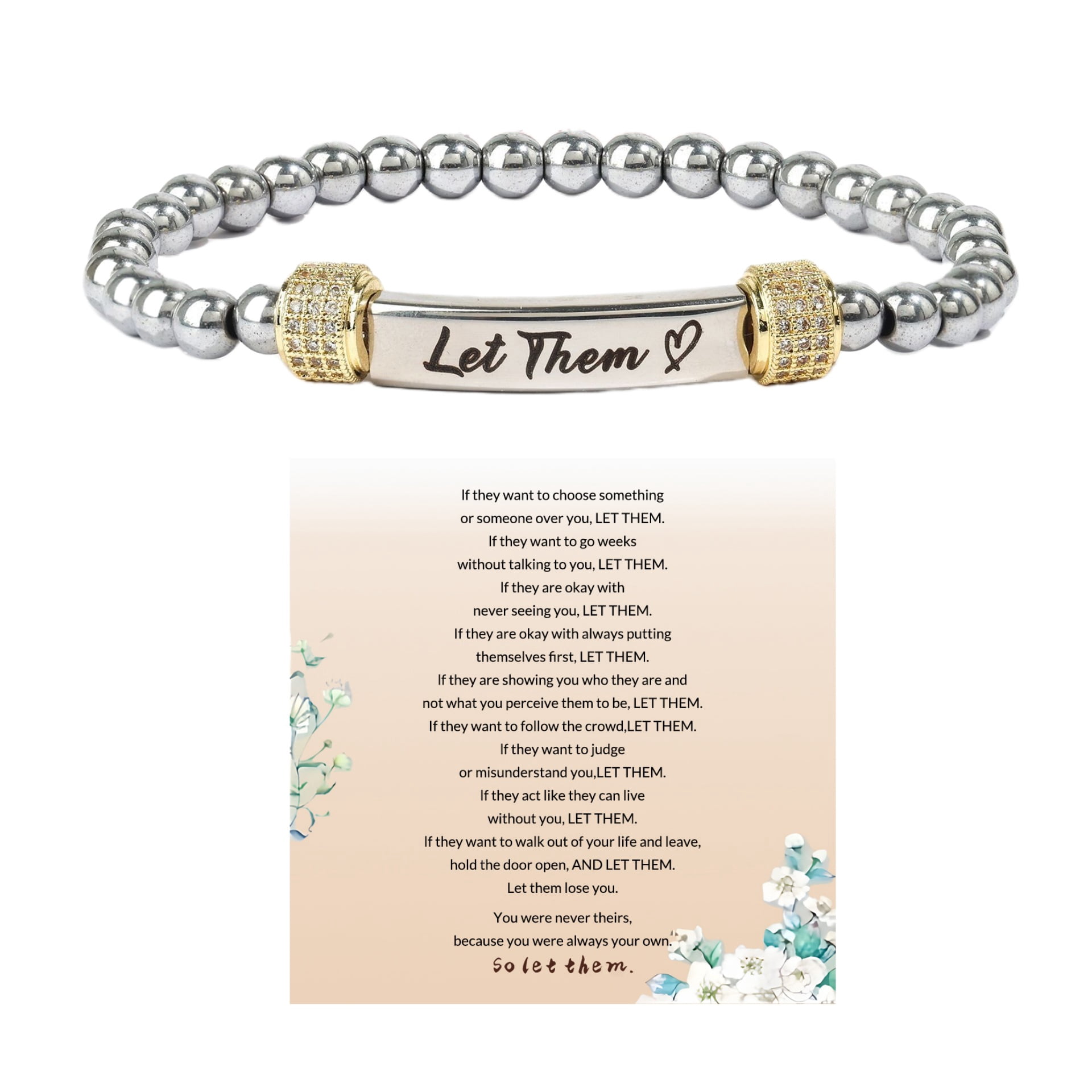 Top-keivon Let Them Beaded Stretch Bracelet Dainty Self Worth ...