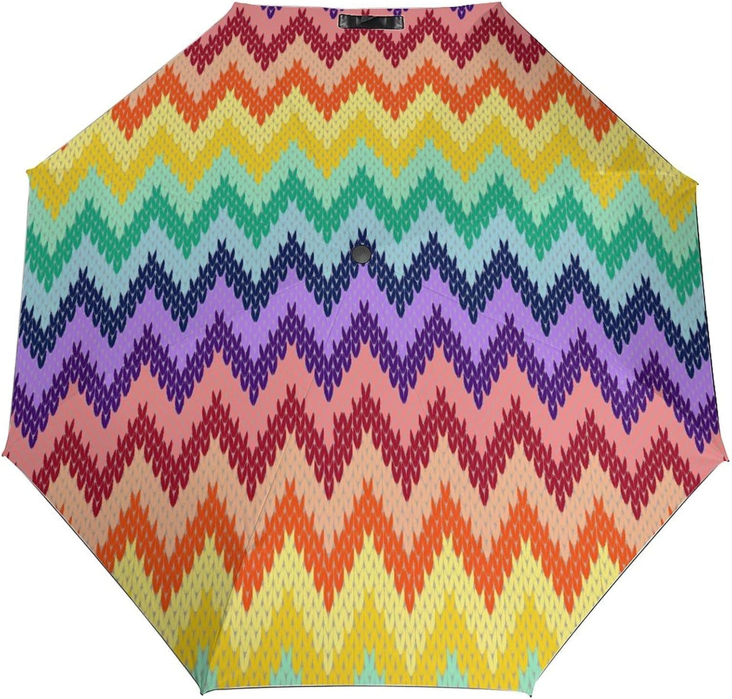 Top-kevin 3 Folds Auto Open Close Umbrella Embroidery Rainbow Zigzag Rain Sun Folding Umbrellas ...