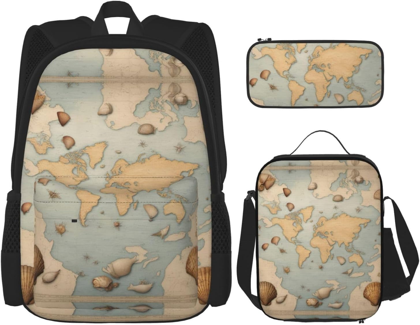 Top-kevin 3 In 1 Abstract Painting Sea Shell Large Capacity Backpack ...