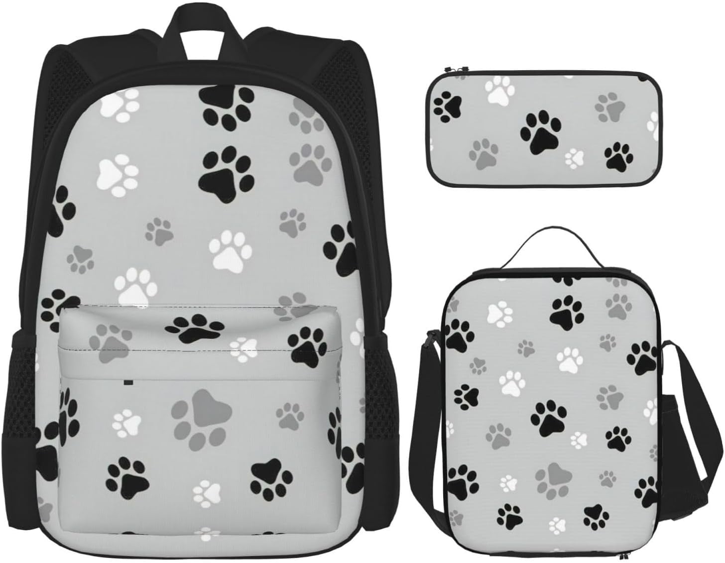 Top-kevin 3 In 1 Animal Paw Prints Large Capacity Backpack Set Backpack ...