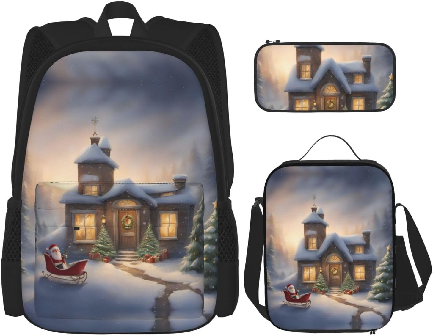 Top-kevin 3 In 1 Merry Christmas Large Capacity Backpack Set Backpack ...