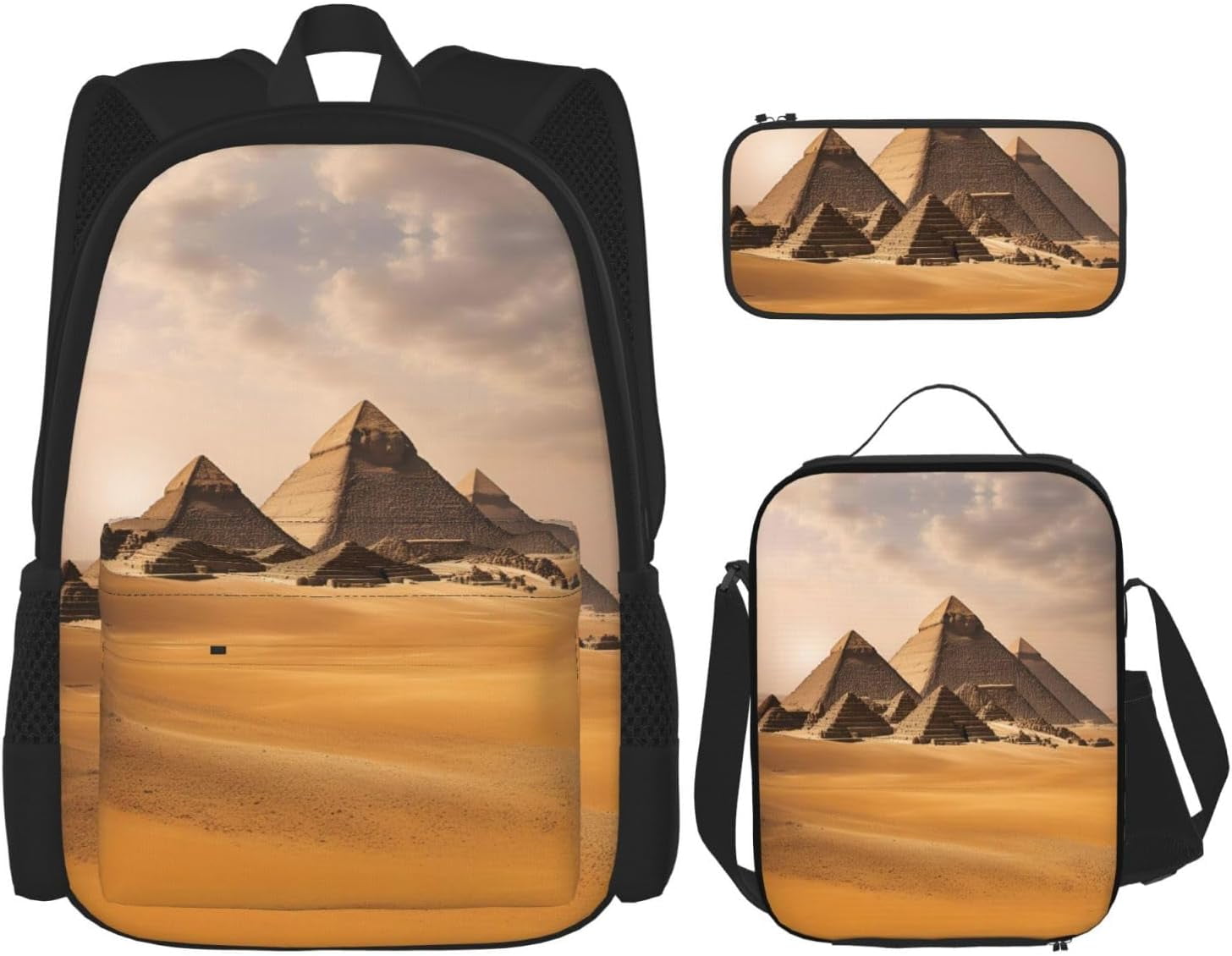 Top-kevin 3 In 1 Pyramids Of Egypt Large Capacity Backpack Set Backpack ...