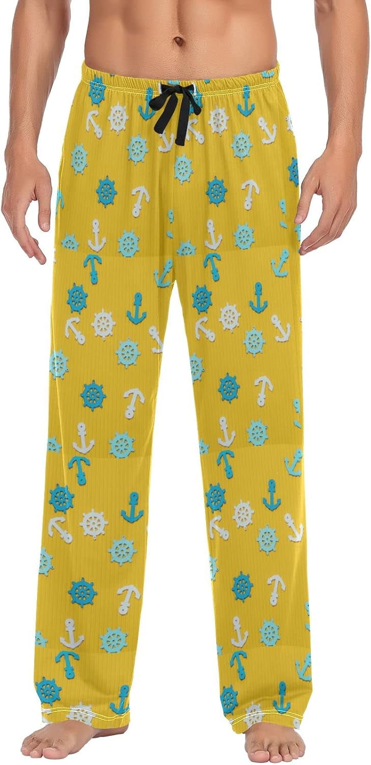 Top-kevin Anchor Yellow Pajama Pants Mens Lounge Pants Straight-Fit Men ...
