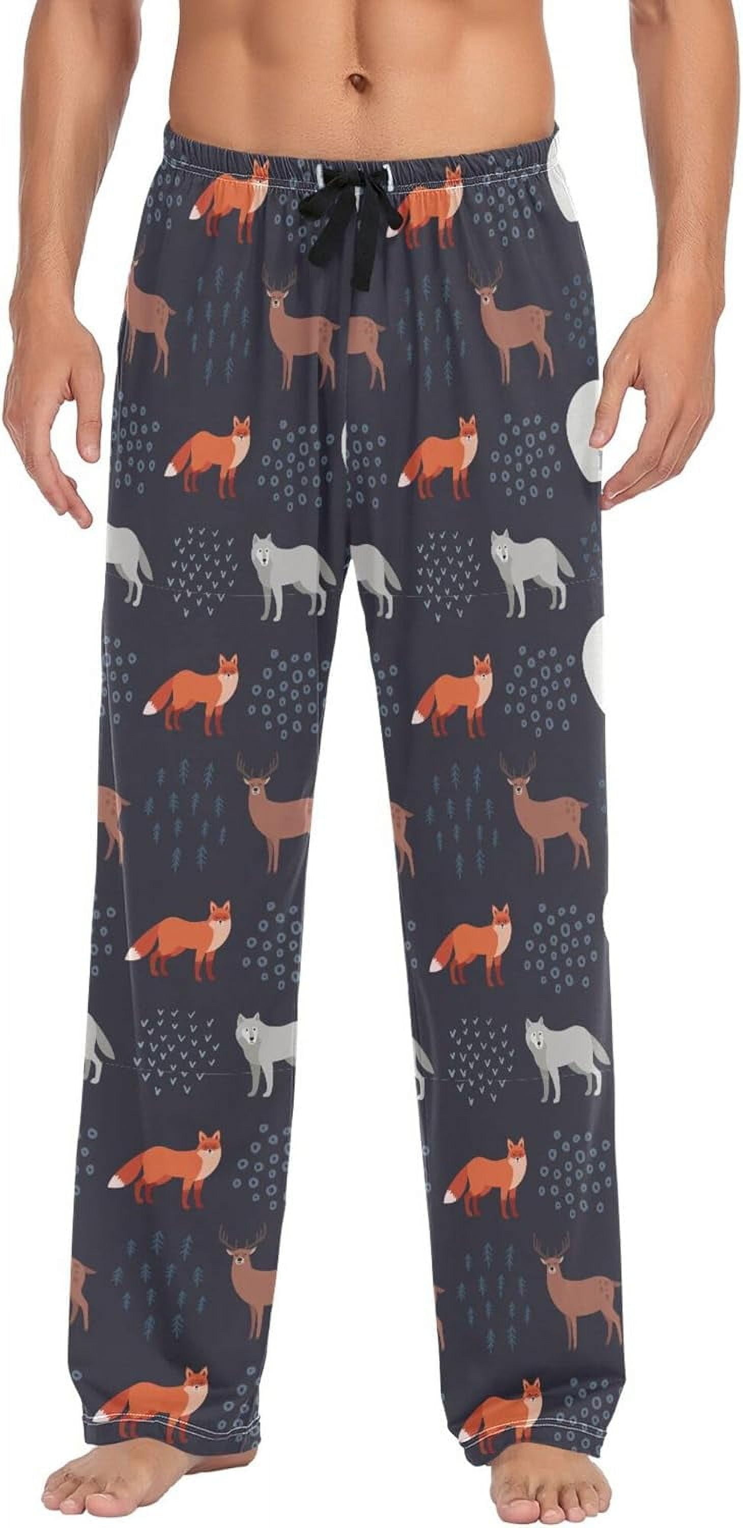 Top-kevin Animals Fox White Bear Deer Wolf Mens Pajama Bottoms with ...