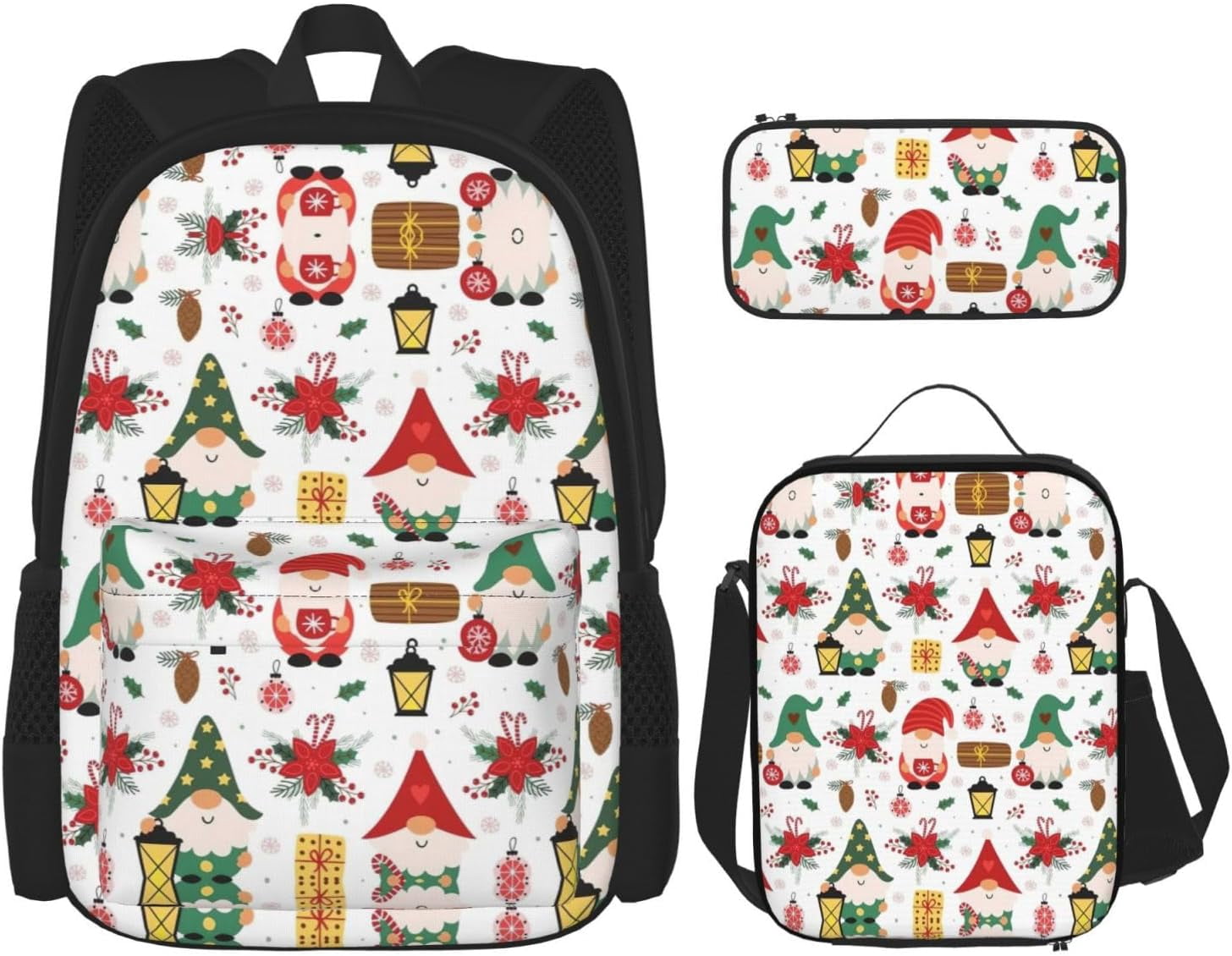 Top-kevin Backpack Set 3 In 1 Cute Gnome Prints Large Capacity Backpack ...
