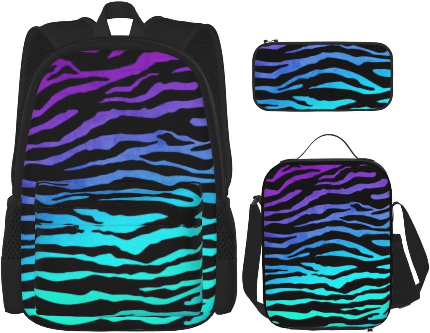 Top-kevin Backpack Set 3 In 1 urple Blue Green Camouflage Zebra Stripes ...