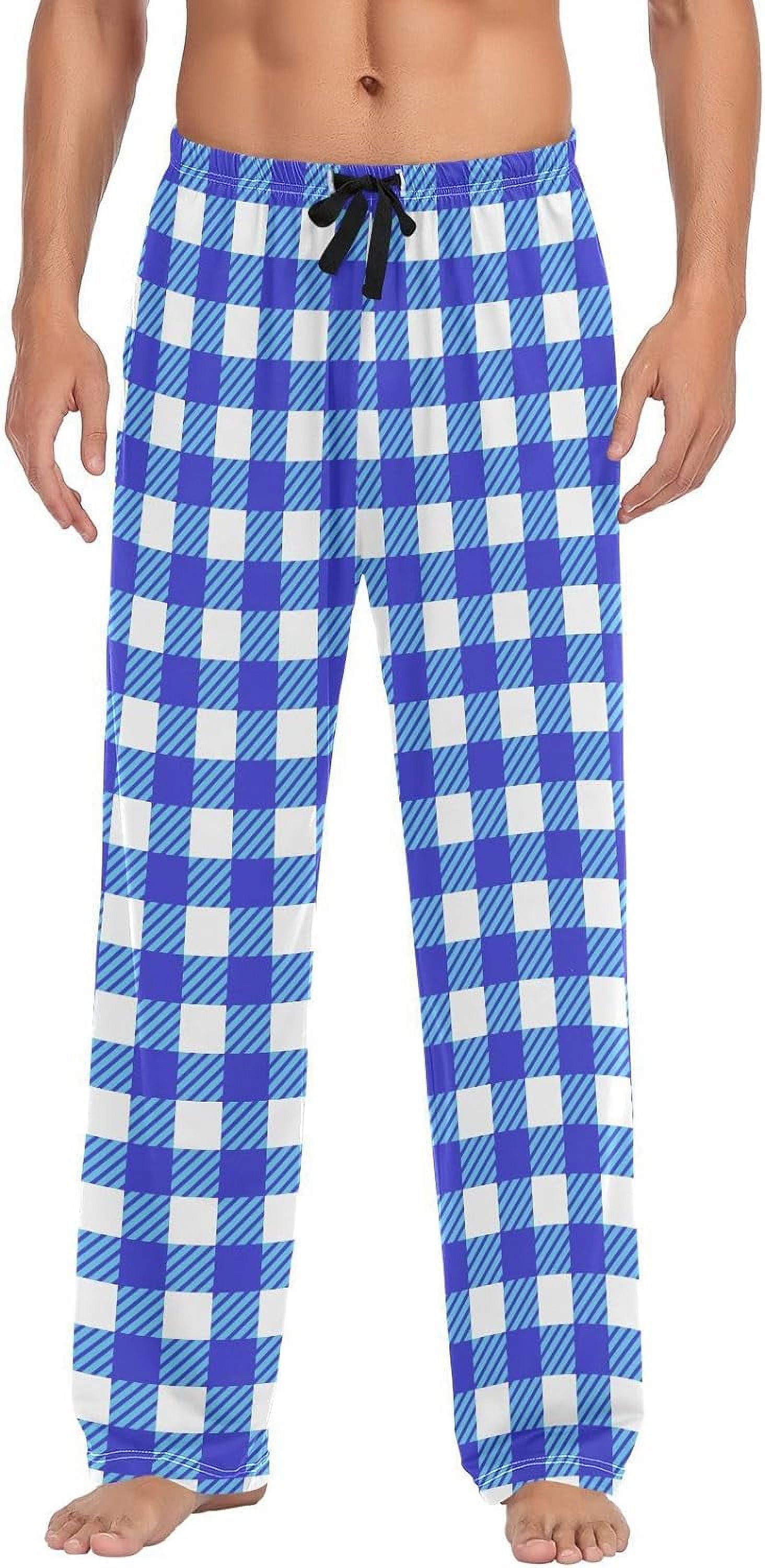 Top-kevin Blue Checkerboard Pajama Pants for Men Pajama Bottoms Sleep ...