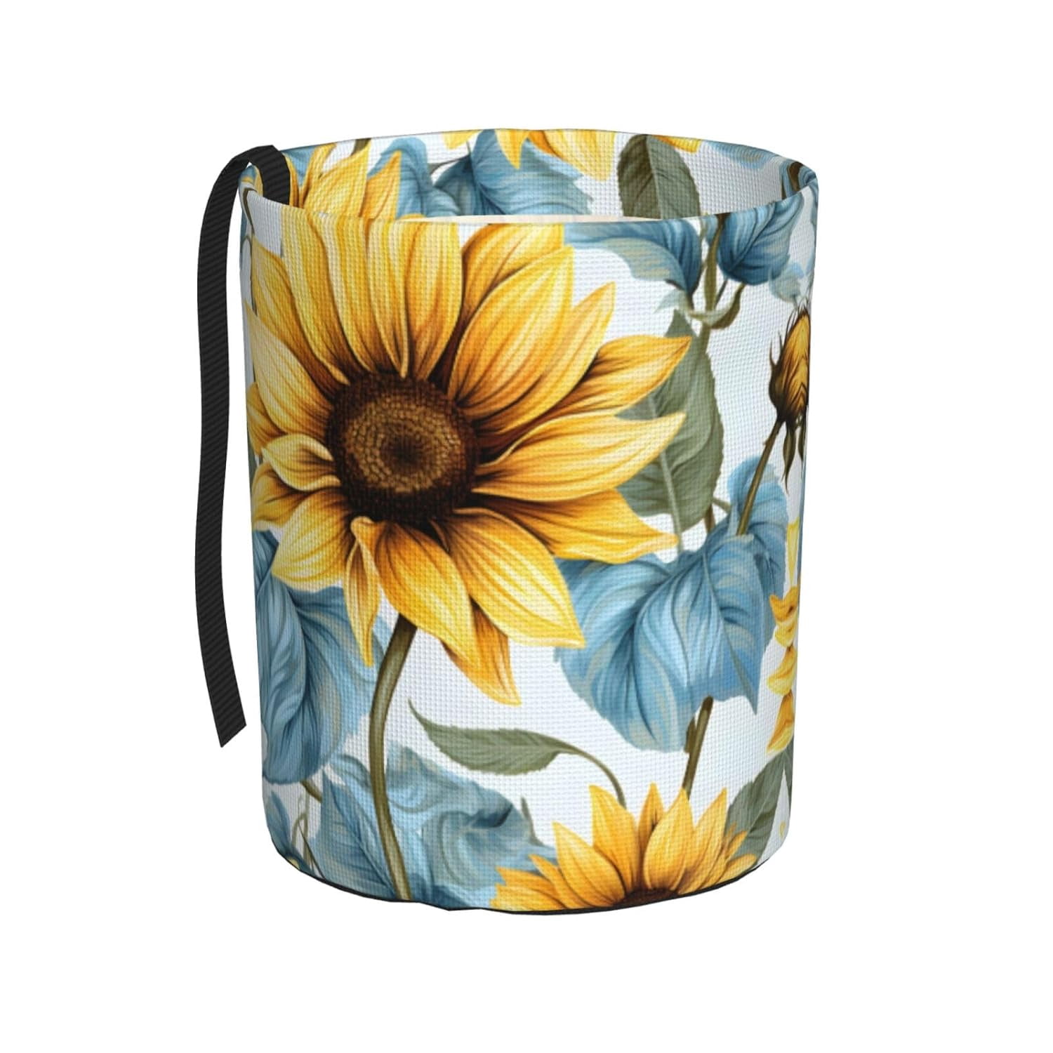 Top-kevin Car Trash Can Sunflower Floral Leaves Print Waterproof Trash ...