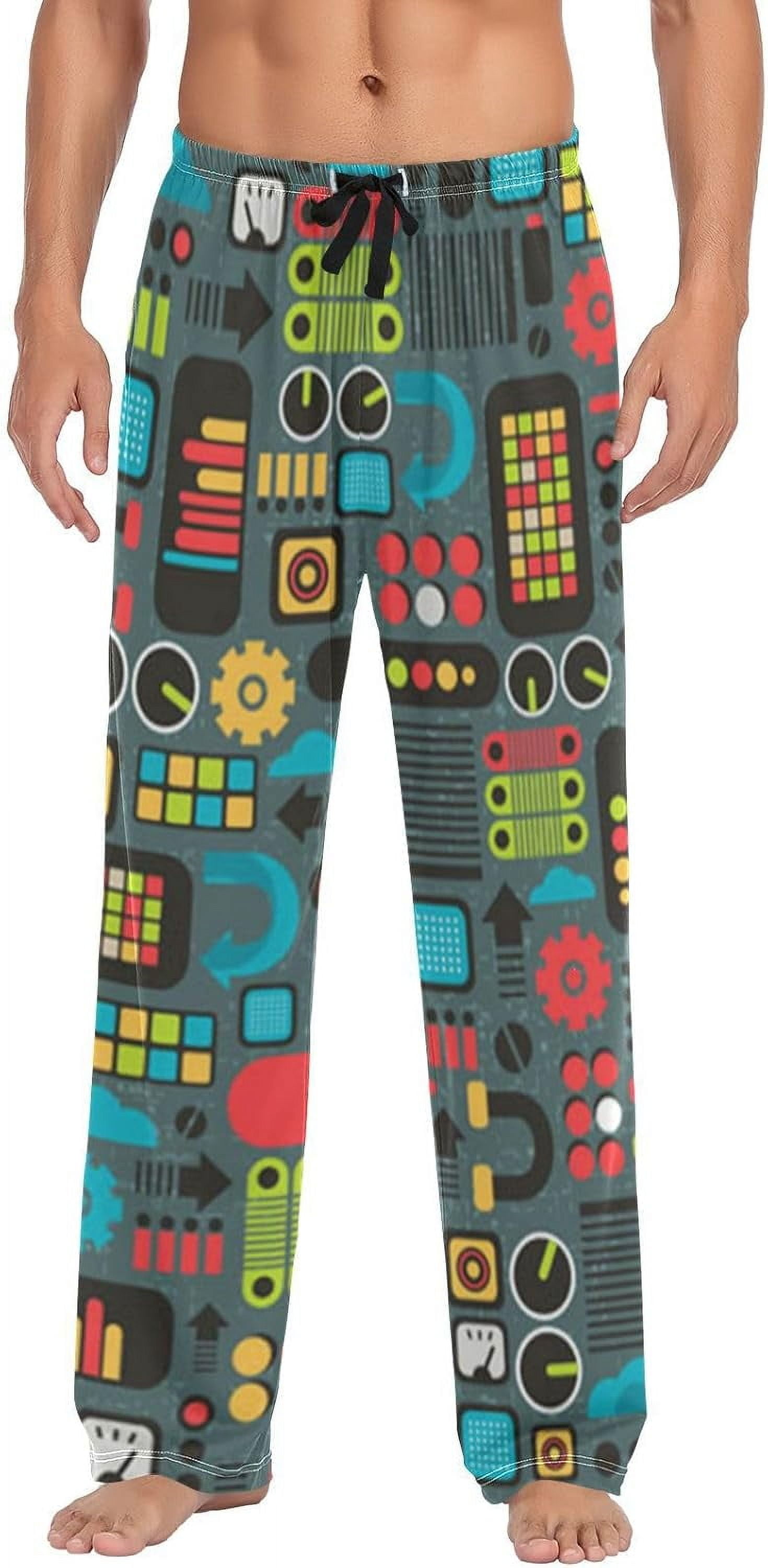 Top-kevin Colorful Map Pajama Pants Cute Robotic Men's Pajama Bottoms ...
