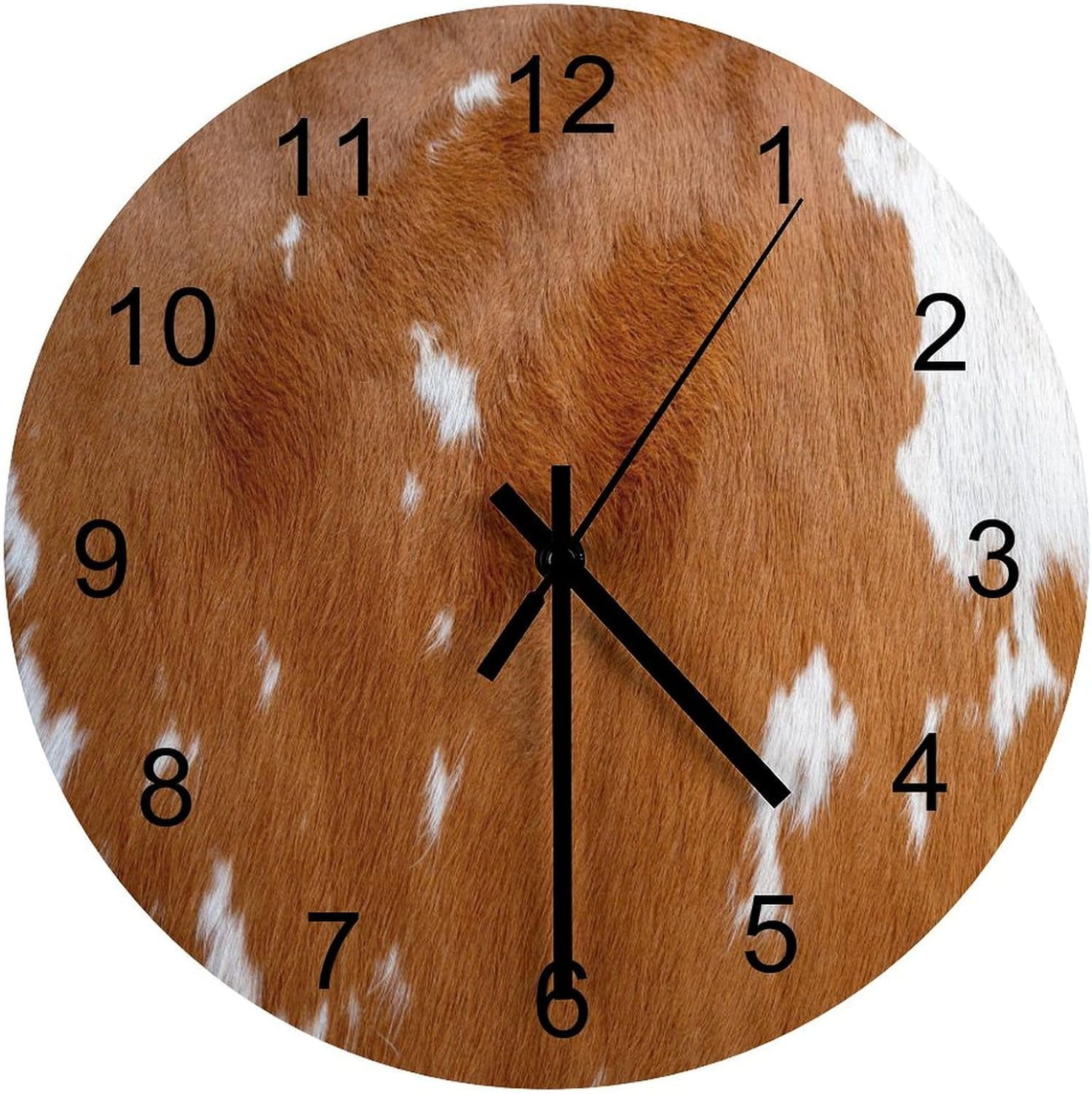 Top-kevin Cow Print Wall Clock 12 Inch Silent Non Ticking Clock Wooden ...