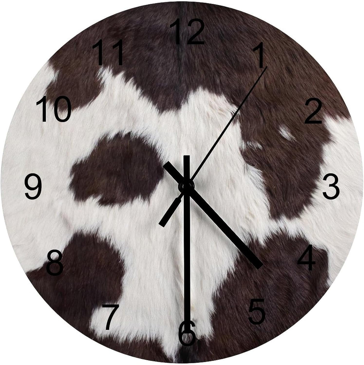 Top-kevin Cow Print Wall Clock, Animal Fur Skin Curtains Brown Cowhide ...
