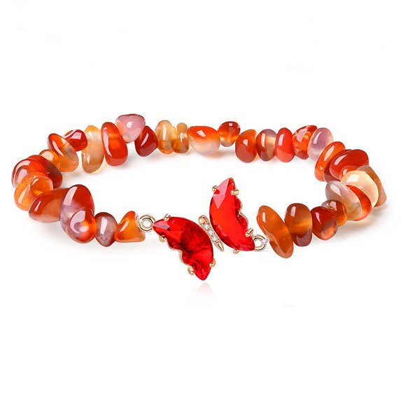 Top-kevin Crystal Butterfly Bracelet for Women Amethyst Obsidian Beaded ...