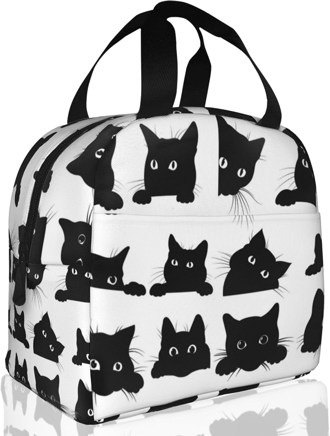 Top-kevin Cute Black Cat Lunch Bag for Women Men, Reusable Insulated ...