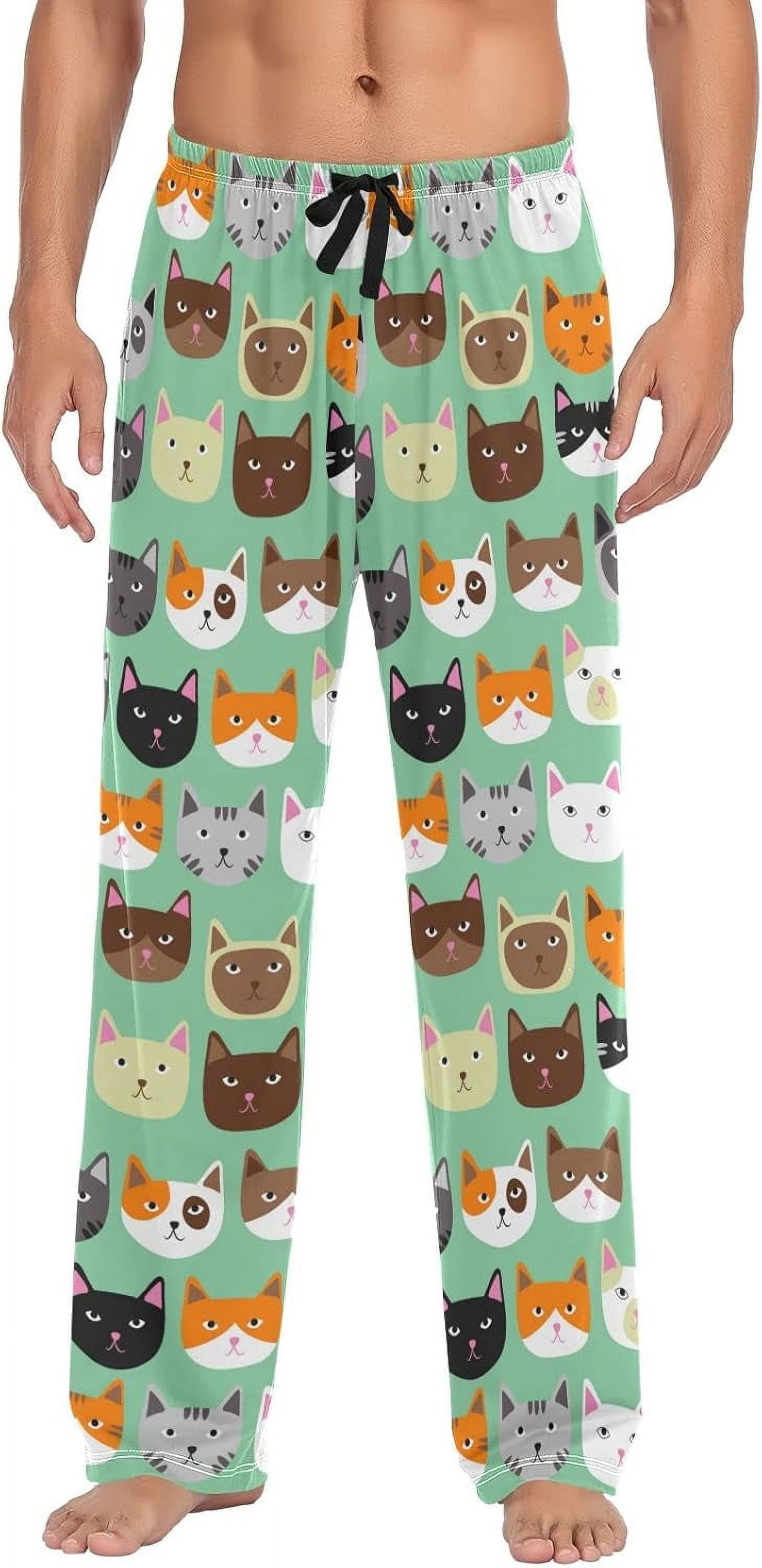 Top-kevin Cute Cat Pajama Pants Mens Lounge Pants Super Soft Men Pajama ...