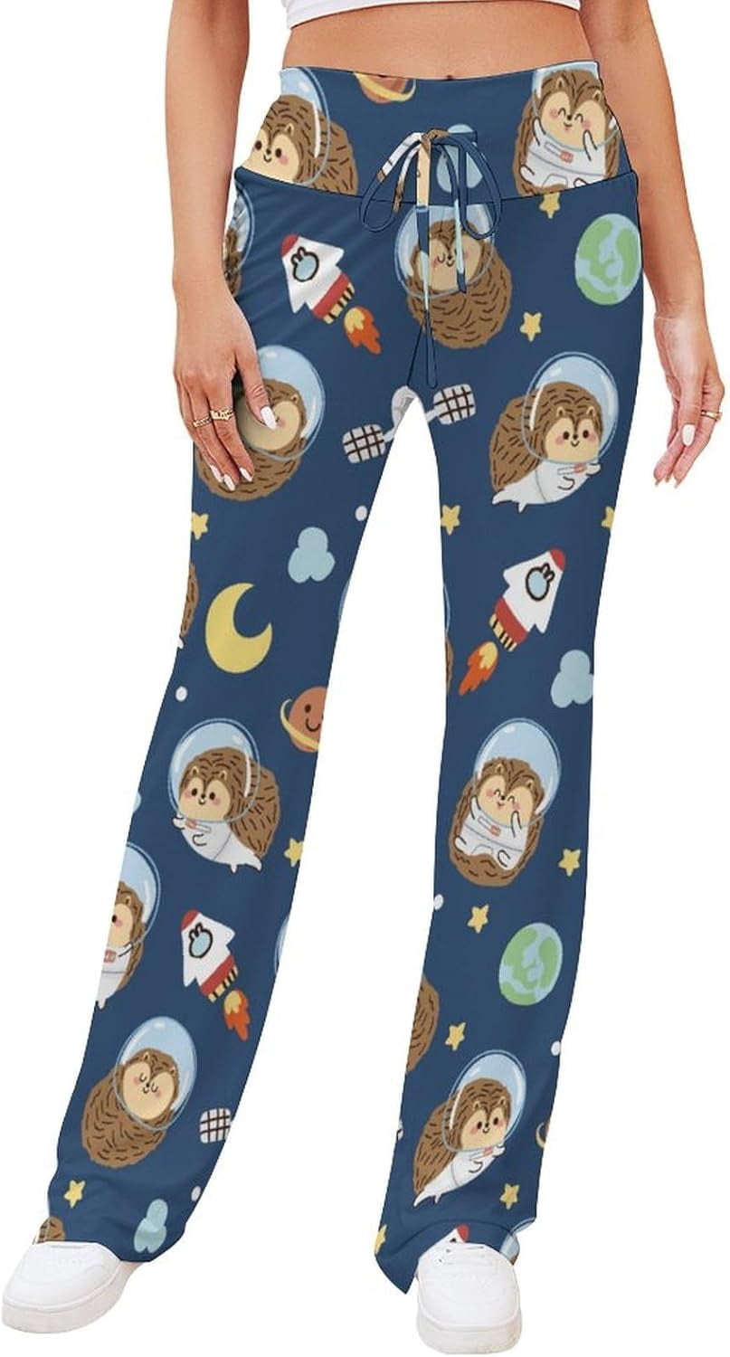 Top-kevin Cute Hedgehog Galaxy Women's Straight Lace Up Yoga Pants ...
