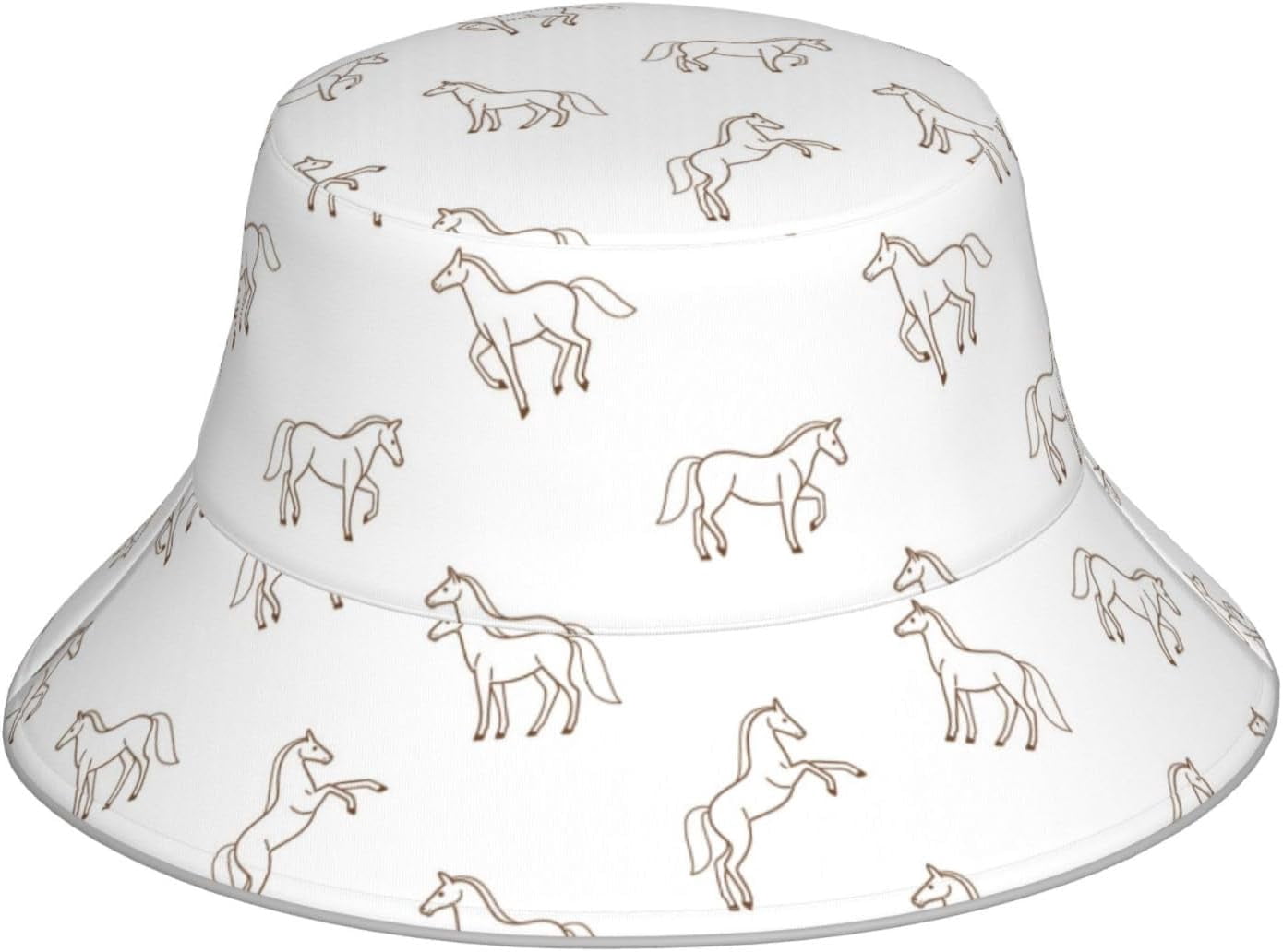 Top-kevin Cute Horse Sketched Pattern Bucket Hats for Men Woman ...