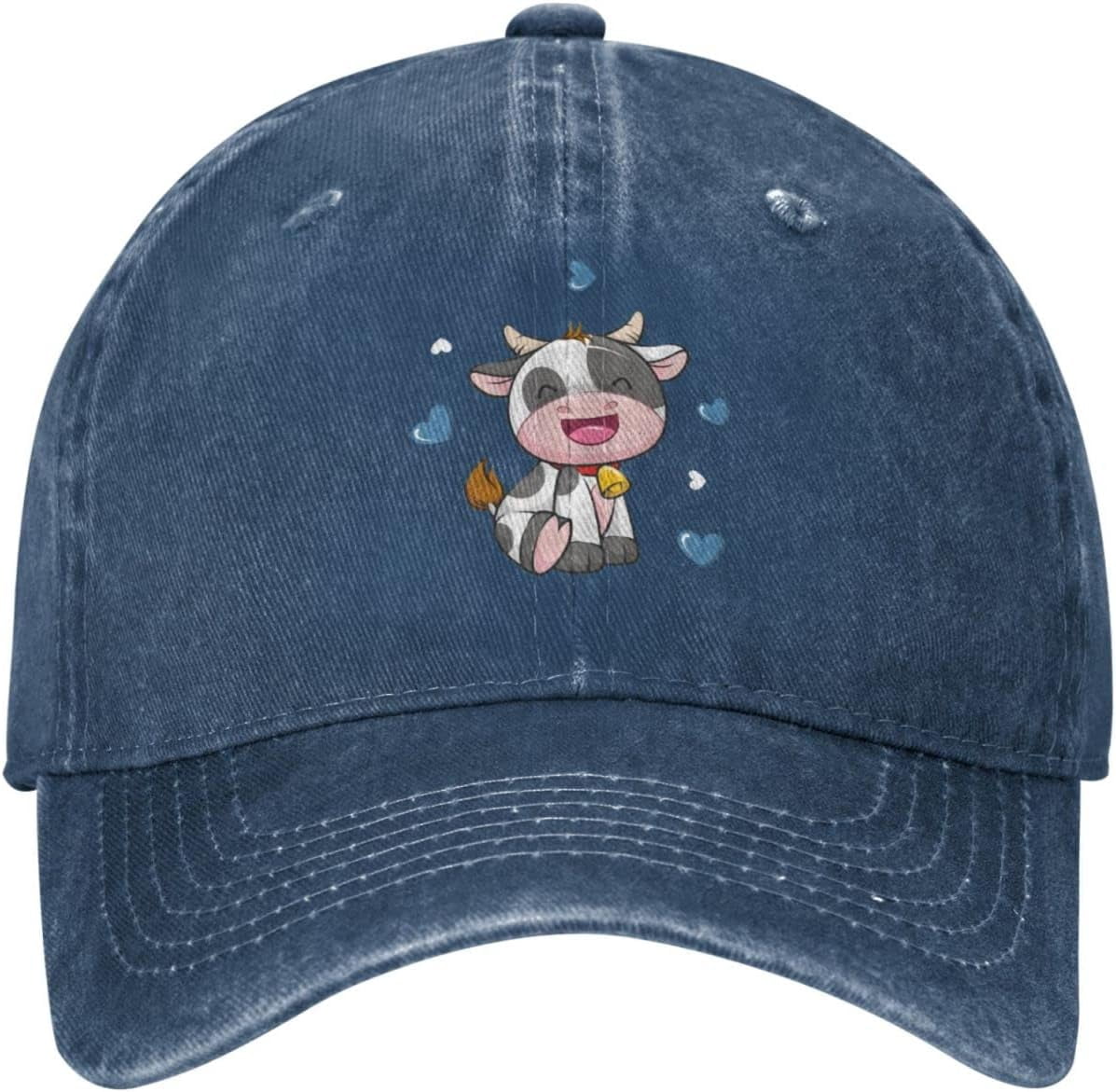 Top-kevin Cute Milk Cow Distressed Adjustable Washed Denim Mens Dad ...