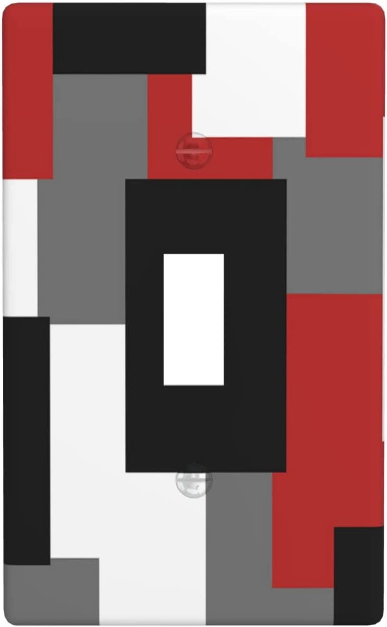 Top-kevin Decorative Light Switch Cover Red White Black Blocks Print ...