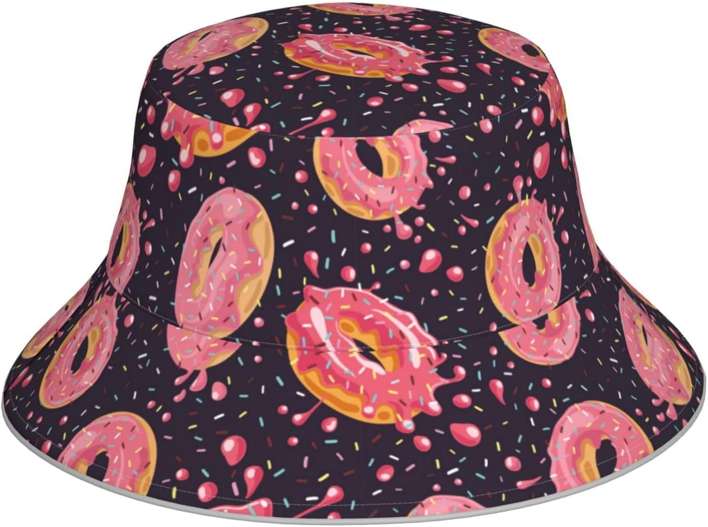 Top-kevin Donut Pink Print Bucket Hats for Men Woman-Reversible Golf ...