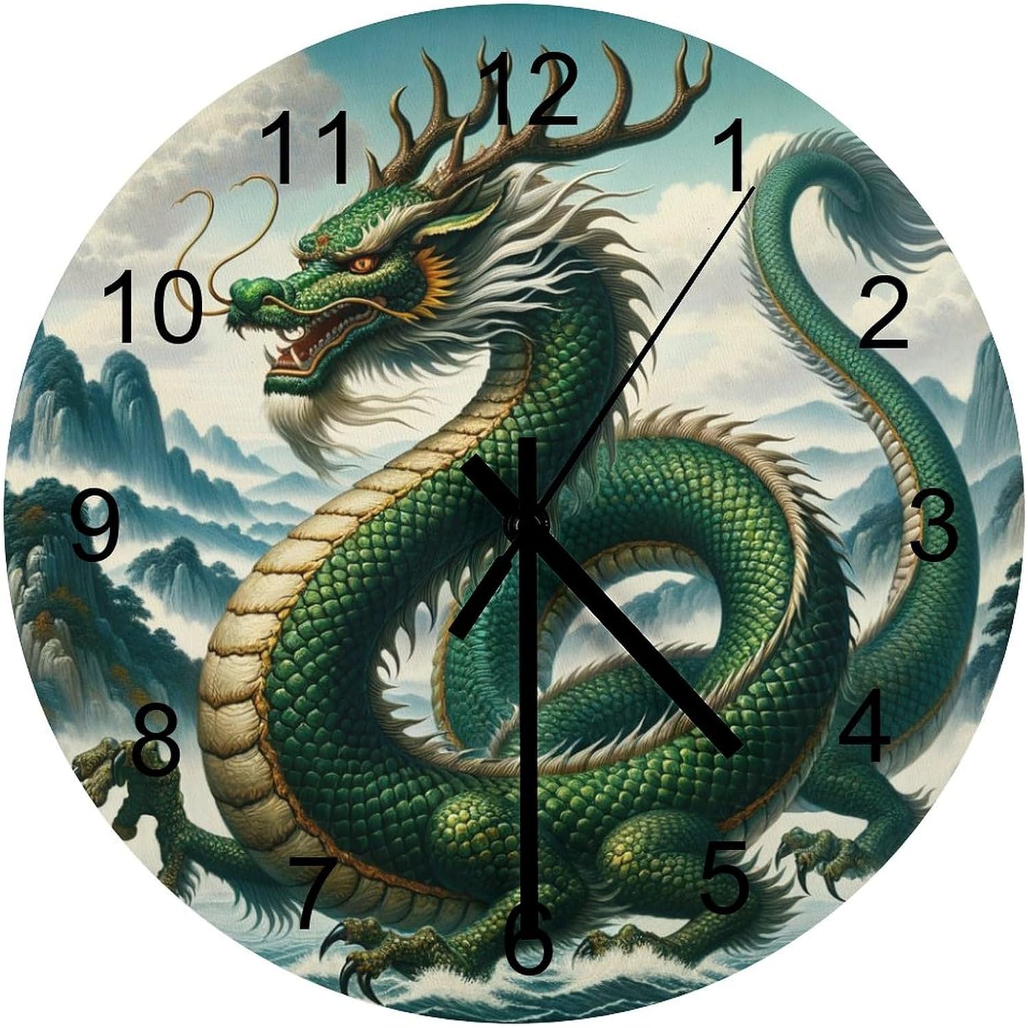 Top-kevin Dragon Wall Clock, Japan Style Magic Fantasy Animal Mythical ...