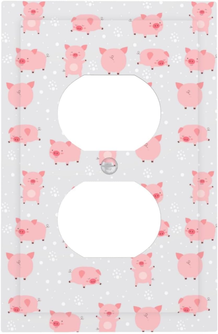 Top-kevin Duplex Outlet Cute Pigs Snow Gray Decorative Wall Plate Cover ...