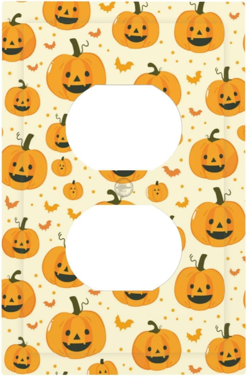 Top-kevin Duplex Outlet Decorative Cute Orange Halloween Pumpkin Wall ...