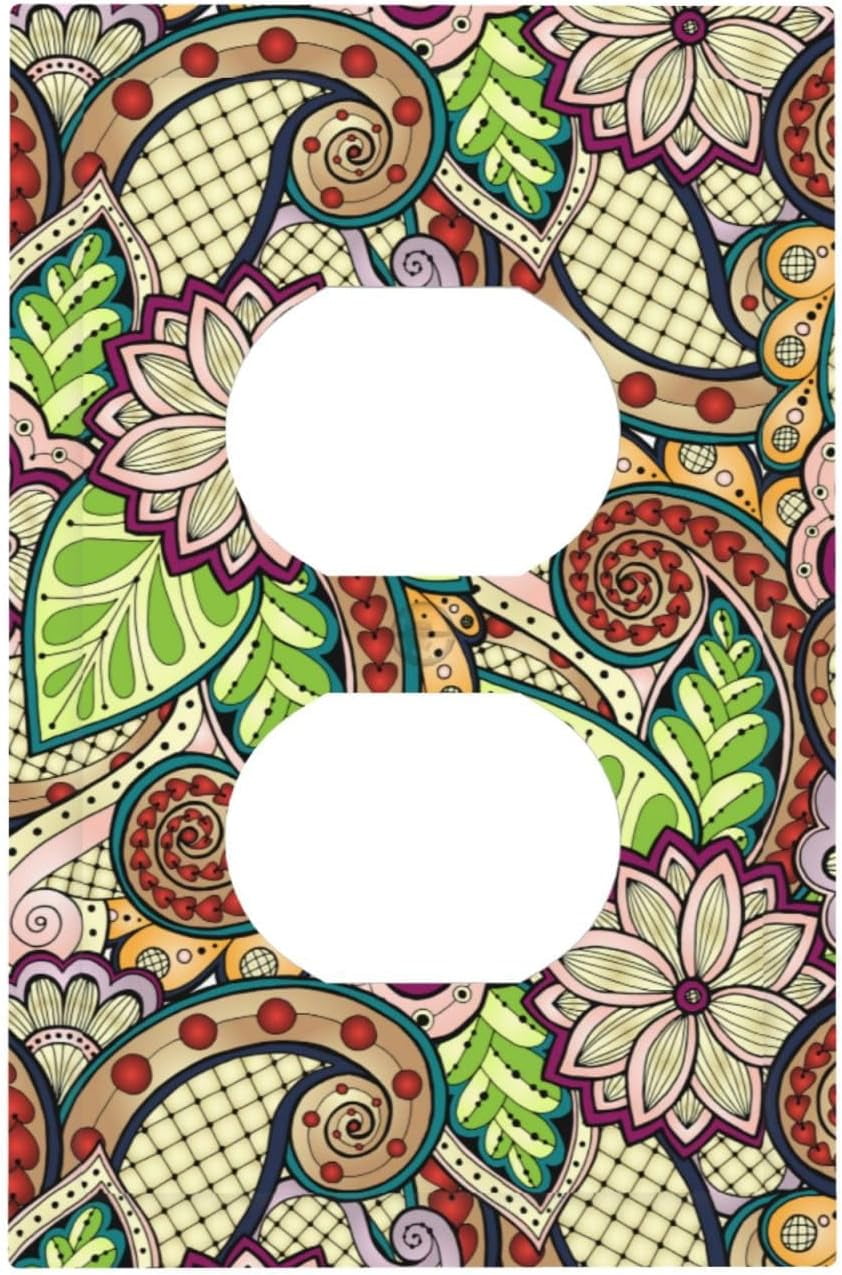 Top-kevin Duplex Outlet Receptacle Plate Doodles Flowers Paisley ...